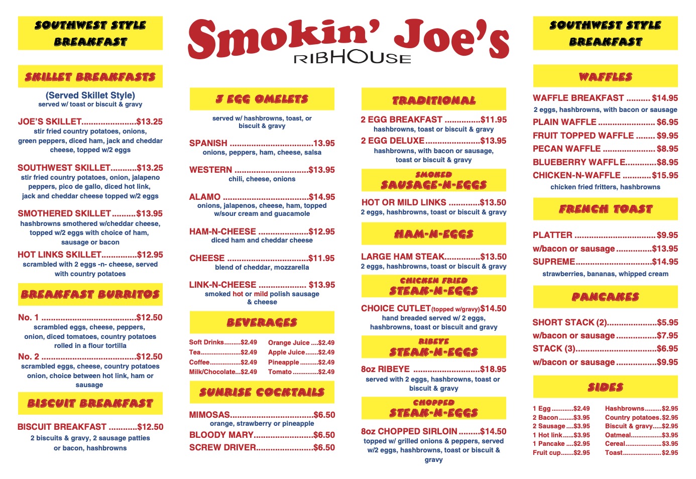 Menu – Smokin Joe's Ribhouse